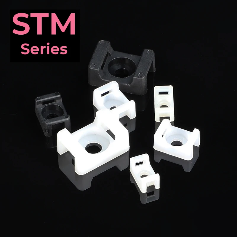 10PCS-Black-White-Cable-Tie-Mounts-Seat-STM-Plastic-Insulation-Fixed ...