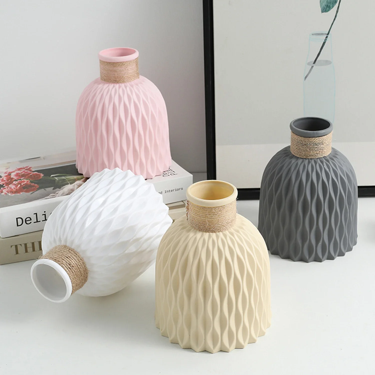Modern-Flower-Vase-Imitation-Ceramic-Flower-Pot-Decoration-Home-Plastic ...