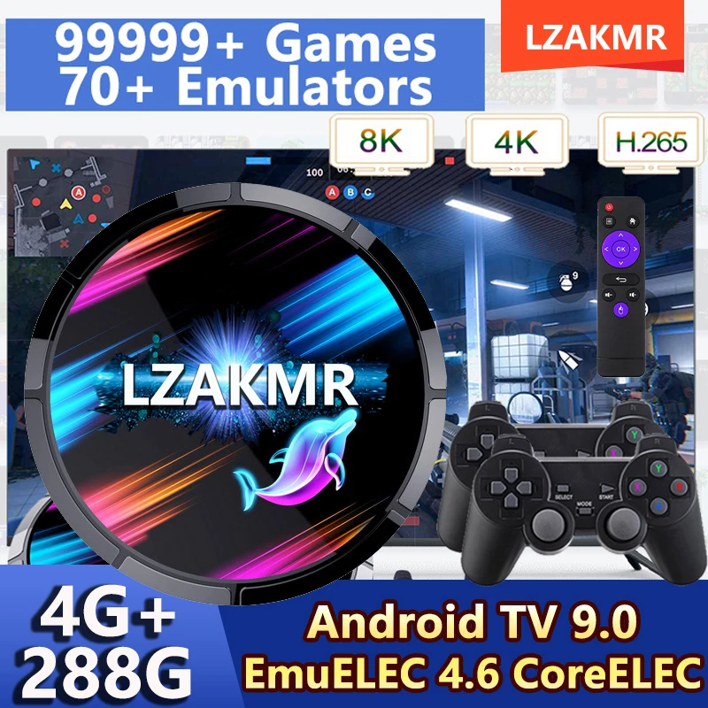 LZAKMR NOVO 4K WIFI X3 MAX Console Da Caixa De Jogo Retro 32G + 256G 70 Emuladores Para PS1/PSP ...