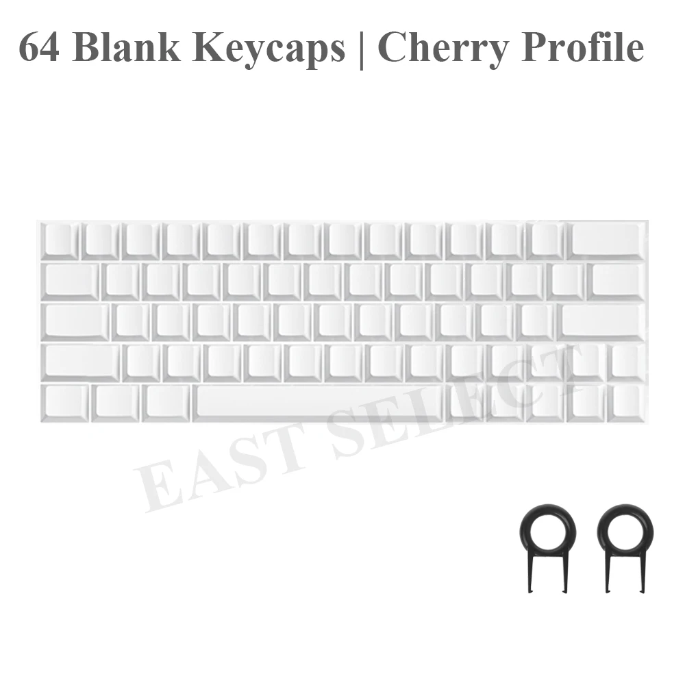 64-Blank-Keycaps-with-Puller-White-Keyboard-Caps-1-5mm-PBT-Cherry ...