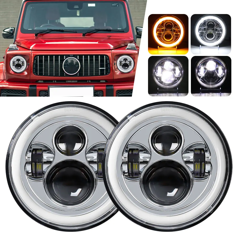 7-Inch-2400-3600Lms-Round-Lights-Offroad-LED-Headlights-Fog-Lights-Low ...
