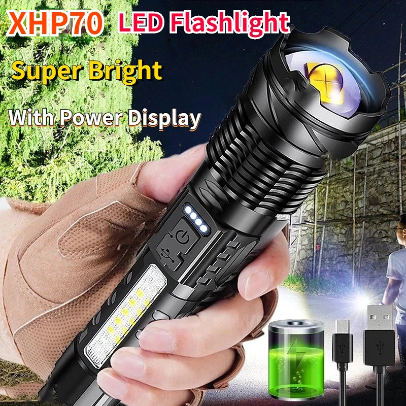 XHP70-Flashlight-LED-Super-Bright-Flashlights-Zoomable-Waterproof ...