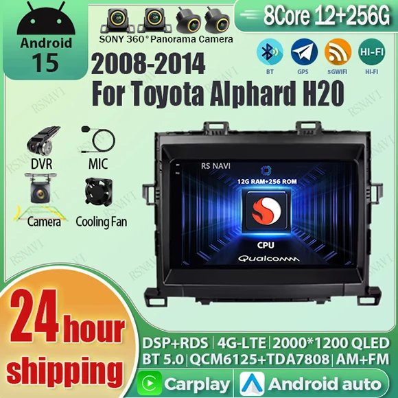 Android 15 Carplay Auto Car Radio Multimedia Player For Toyota Alphard ...