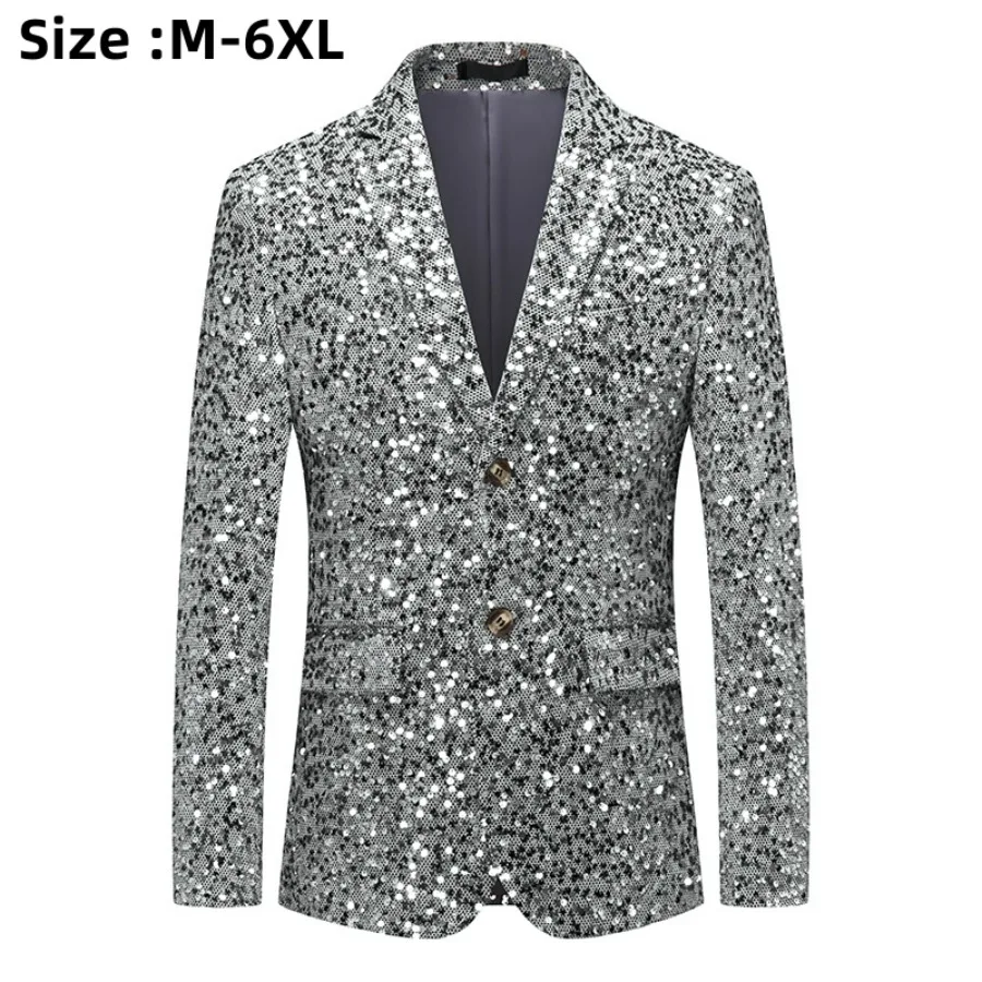 Shiny-Gold-Sequin-Glitter-Embellished-Blazer-Jacket-Men-Nightclub-Prom ...