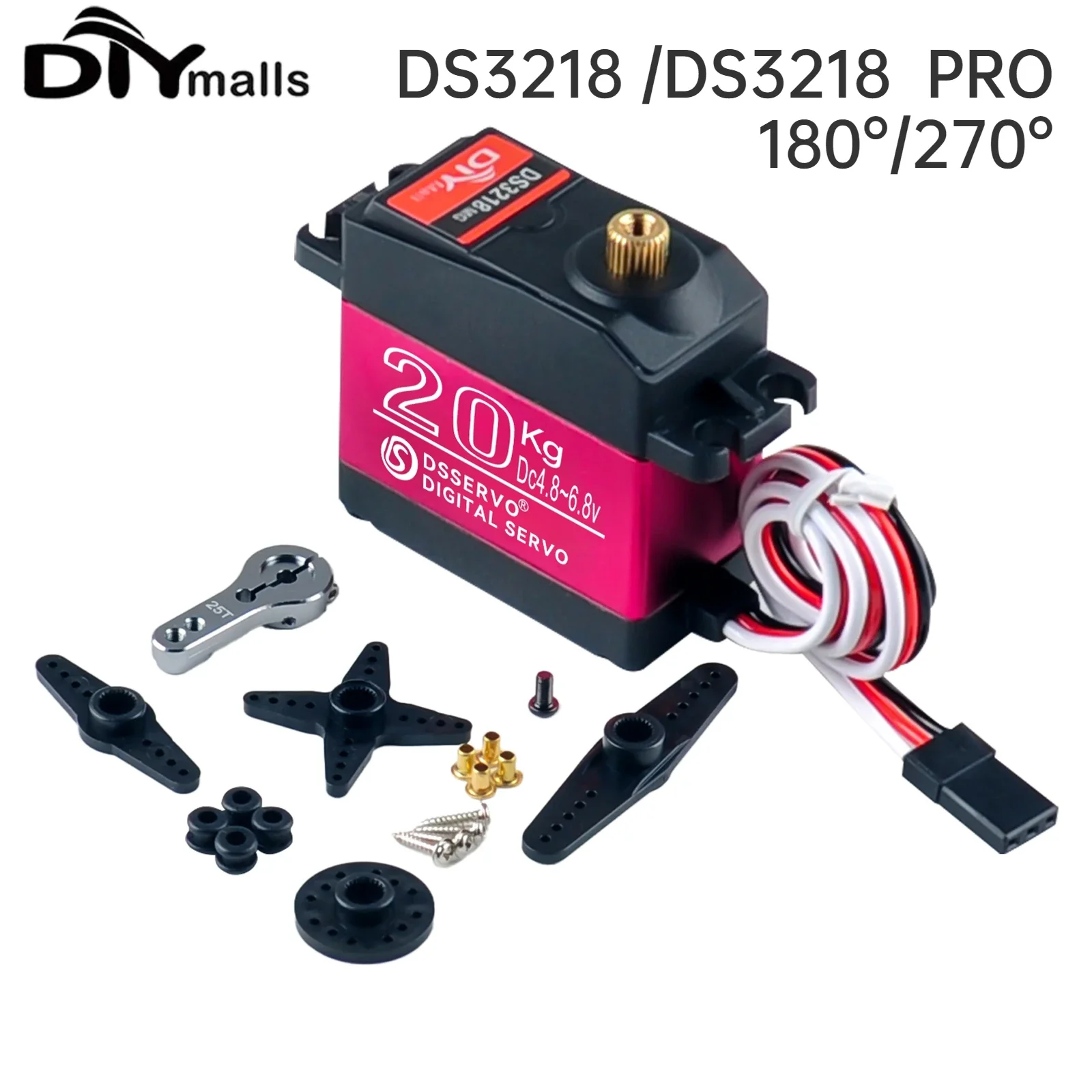 DS3218 PRO Waterproof Servo 20KG 180 270 Degree High Speed servo Metal ...