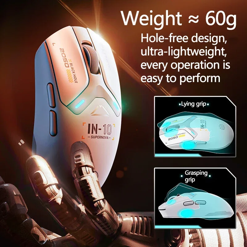 INPHIC IN10 Wireless Mouse Tri Mode PAW3395 8K Wireless Receiver Low ...