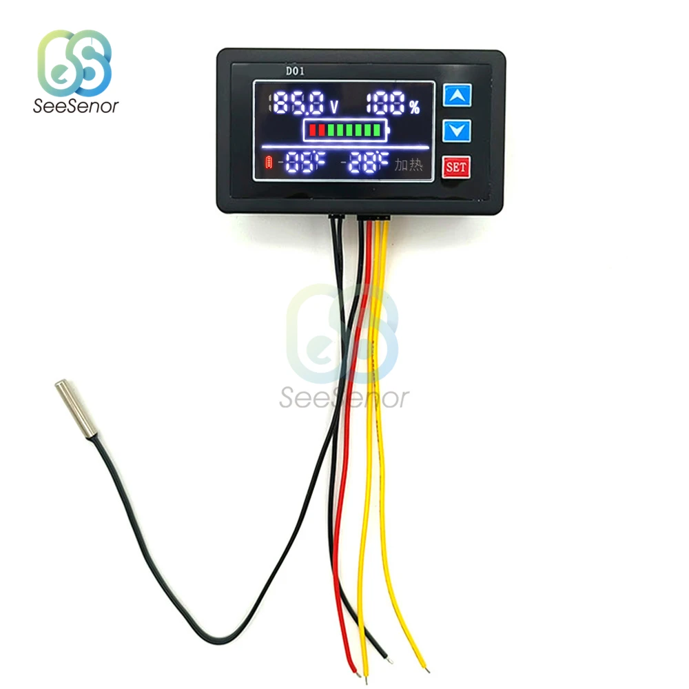 DC 9V-100V Waterproof Digital Voltmeter with Temperature Control Lead ...