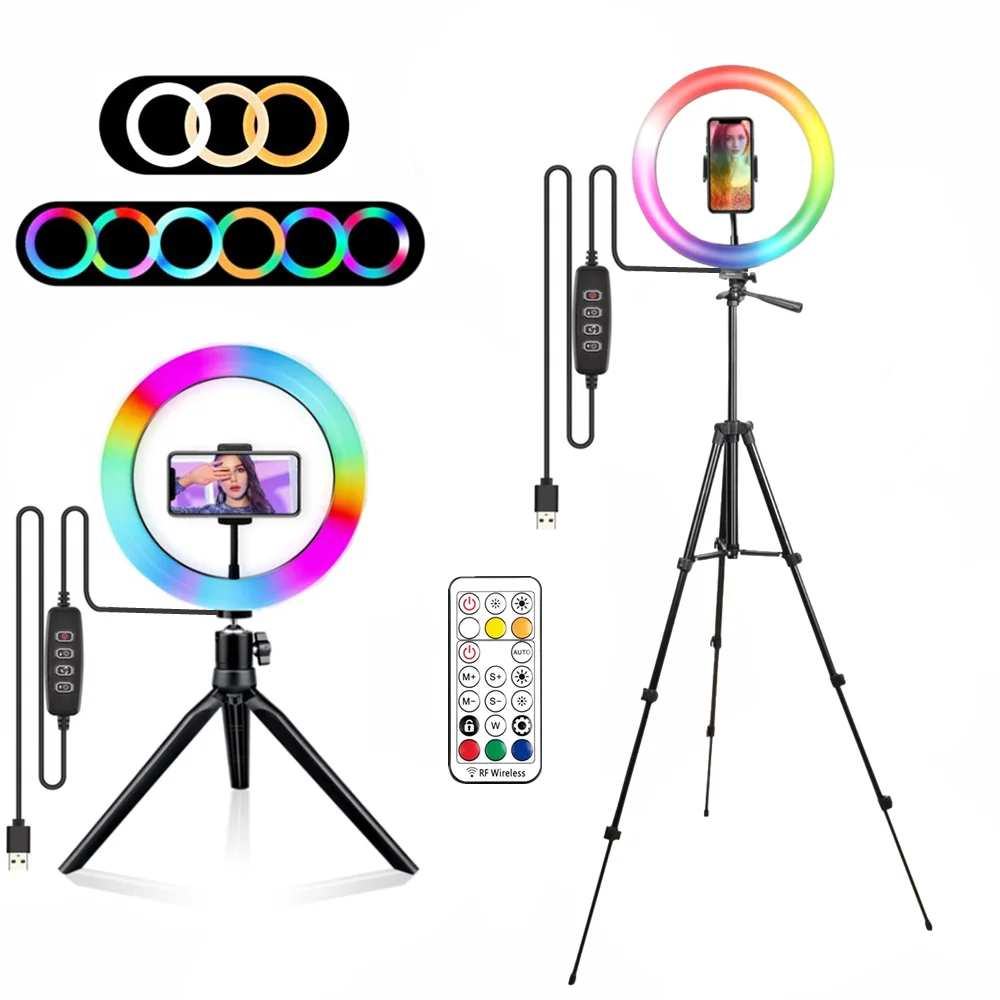 Round-LED-Ring-Light-com-controle-remoto-para-Smartphone-l-mpada-RGB ...