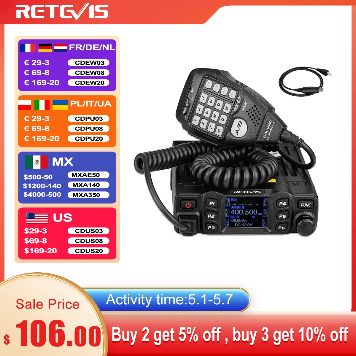 RETEVIS-RT95-Car-Radio-with-Screen-Ham-Car-Mobile-Radio-Station ...