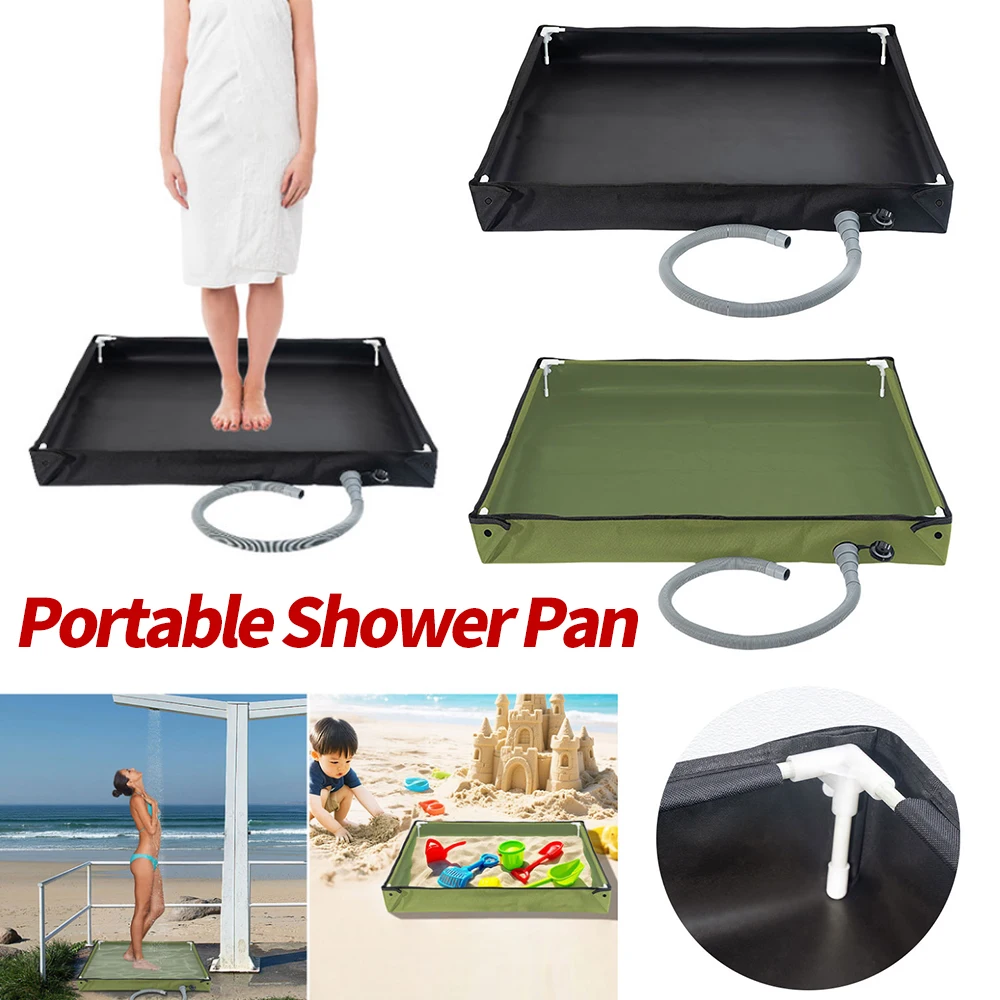 Portable Shower Pan with Drain Hose Foldable Shower Base Camping Shower ...