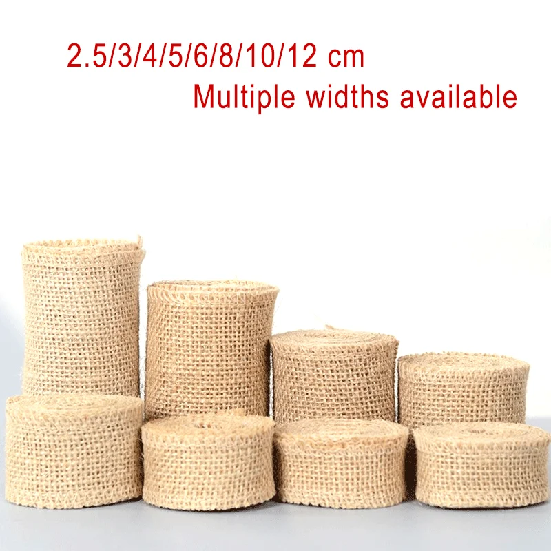 2.5cm-12cm Natural Jute Burlap Ribbons Fabric Craft Jute Sewing Trim ...