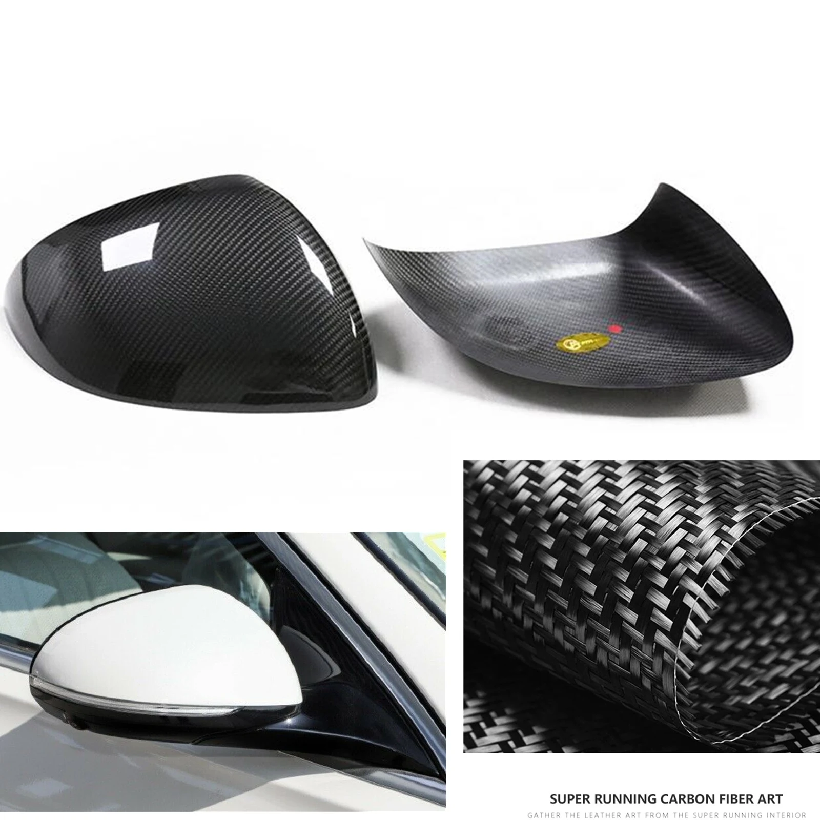Dry-Carbon-Car-Mirror-Cover-Fiber-Exterior-Rear-View-Caps-Shell-Add-On ...