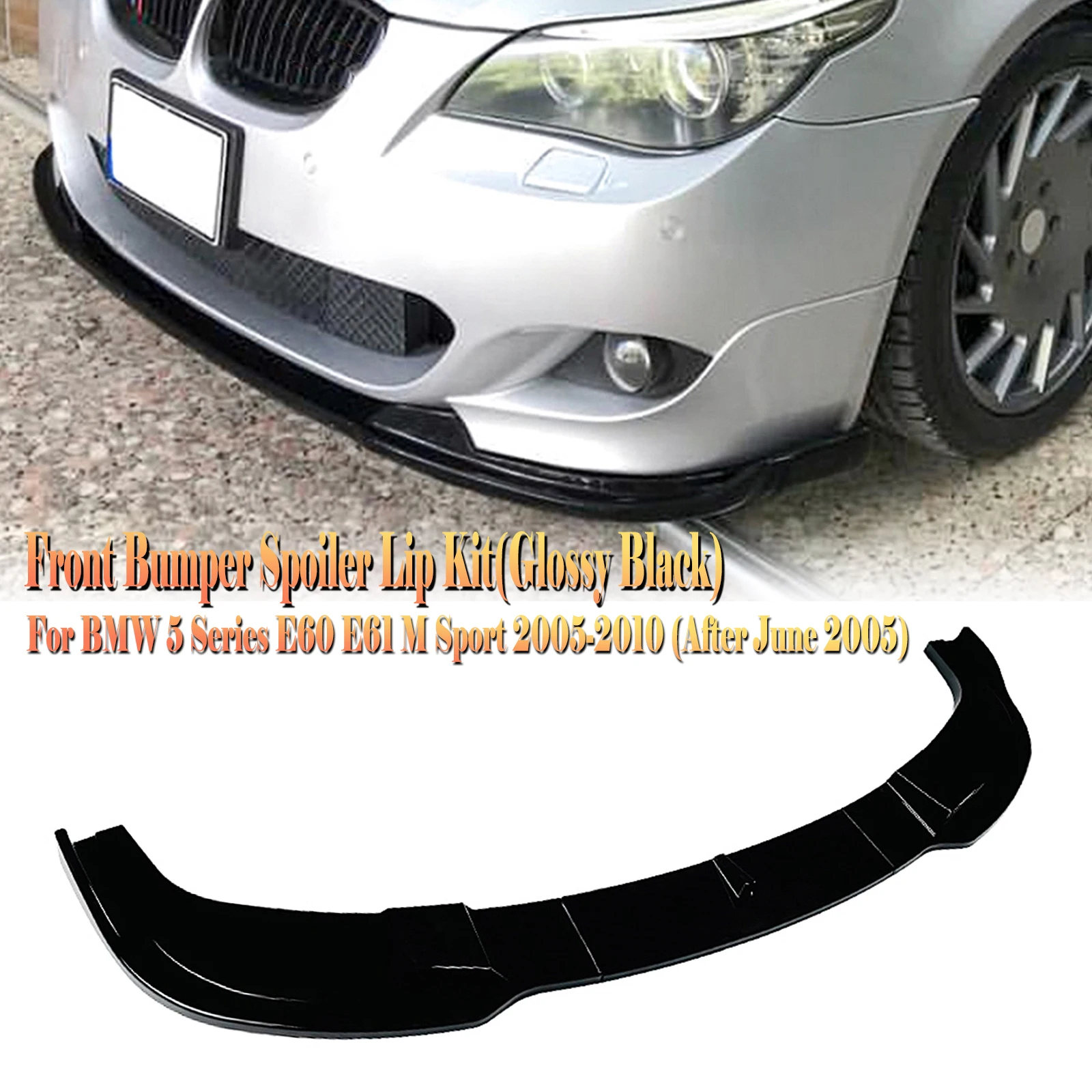 For-BMW-5-Series-E60-E61-M-Sport-2005-2010-Front-Bumper-Spoiler-Lip ...
