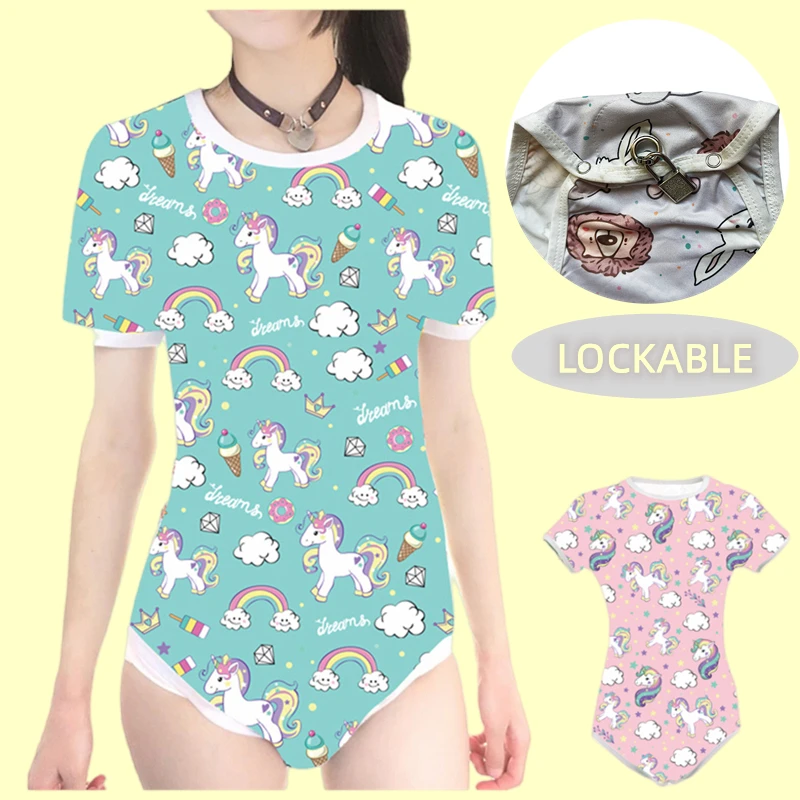 Abdl Ddlg Locking Adult Onesie Men Women Shirt Bodysuit Lockable Playsuit
