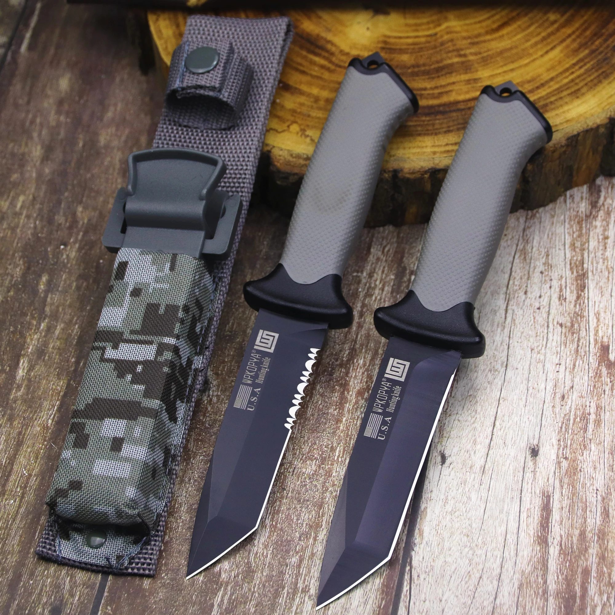 WPKOPYA-USA-Jungle-Survival-Knife-full-blade-half-tooth-Hunting-knife ...
