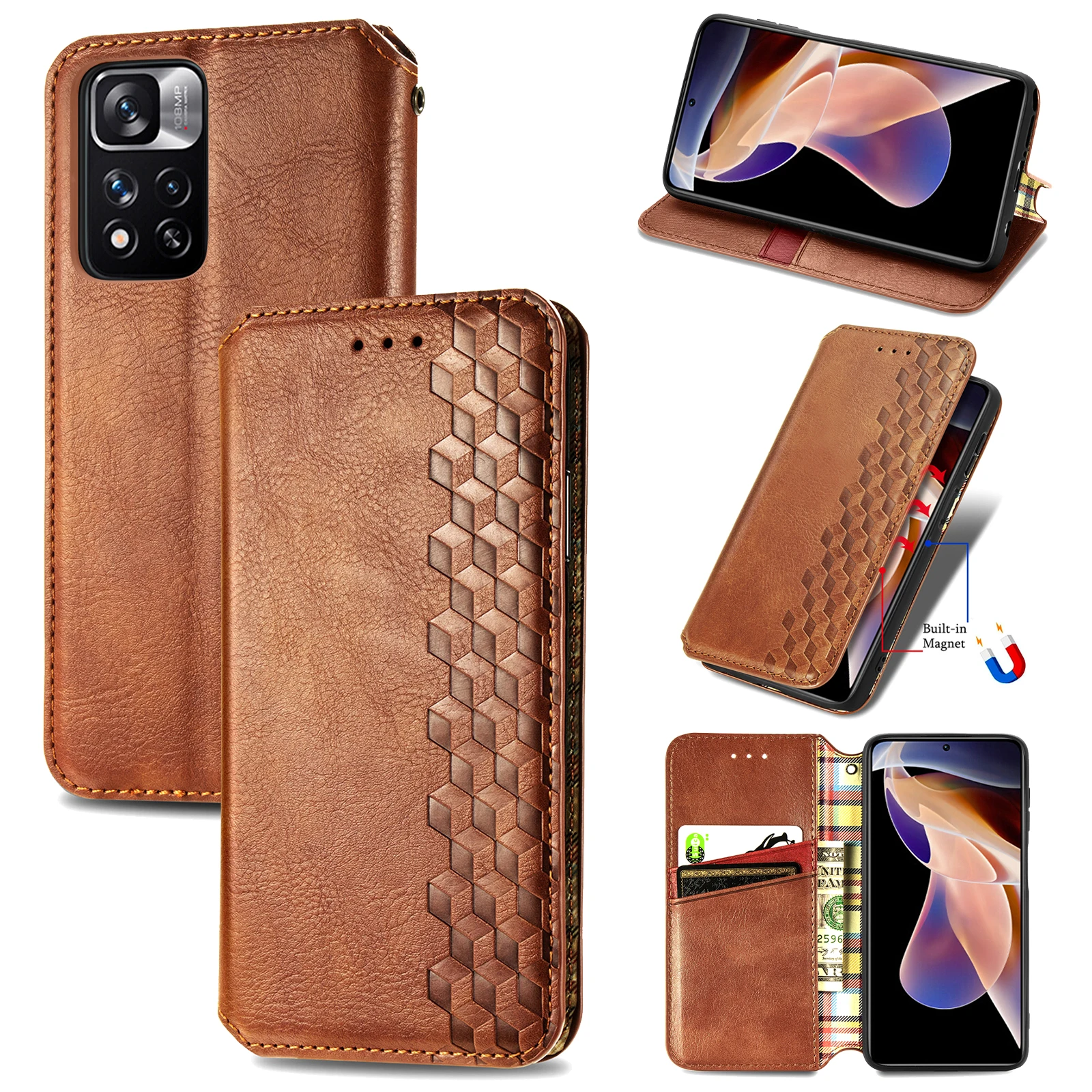 Vintage Magnetic Flip Leather Case For Xiaomi Redmi Note 11 Pro 11s ...