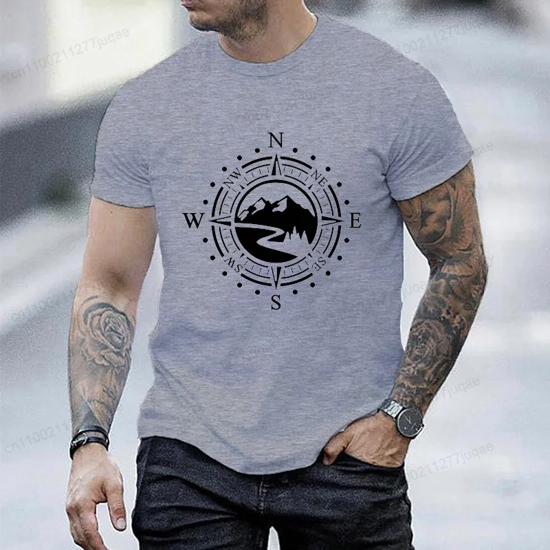 Compass Pattern Printed Unisex Men Women Sports T-Shirt Tees Tops ...