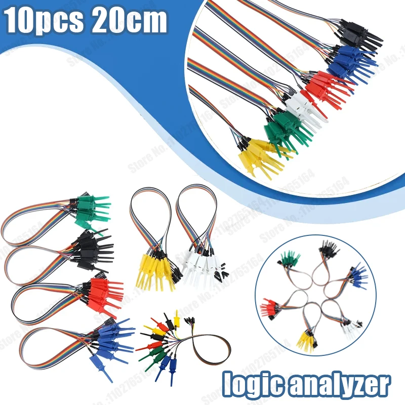 10Pcs-20CM-Test-Hook-Clip-Logic-Analyzer-Cable-Gripper-Probe-Jumper ...