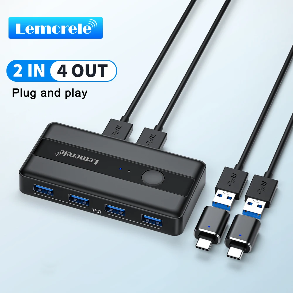 Lemorele KVM USB Switch Adapter USB Hub Docking Station USB 3.0 4 PORT ...