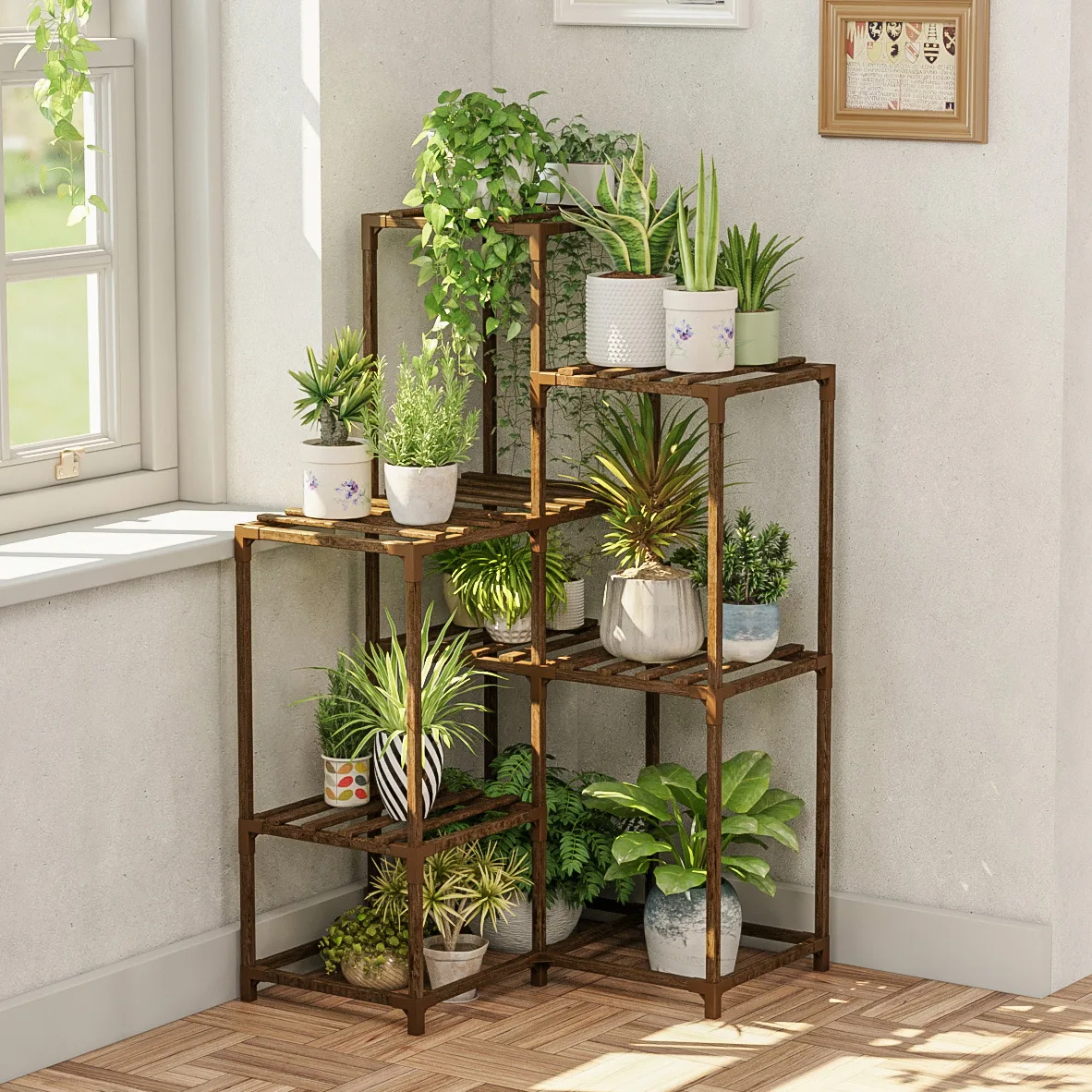 Solid Wood Flower Rack Succulent Flower Pot Rack Multi-layer Plant Rack ...