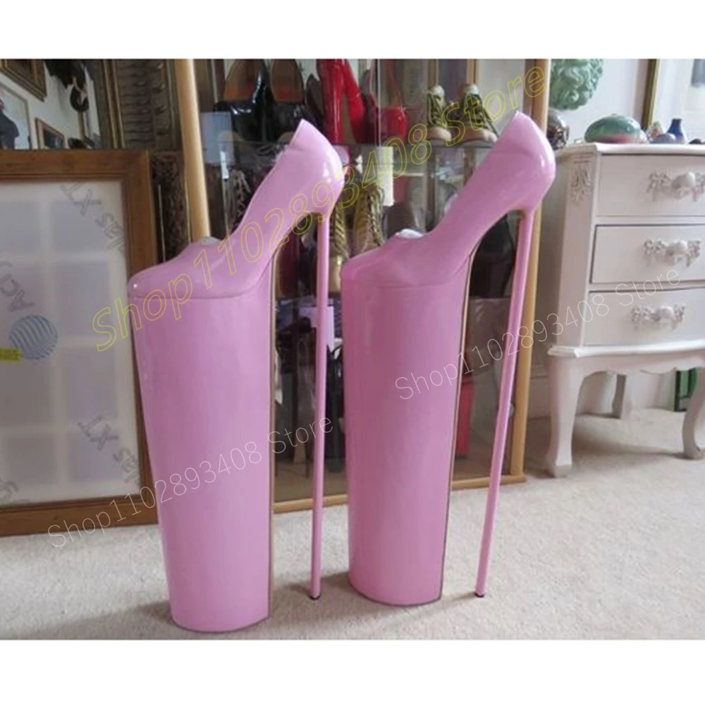 Pink Pure Pole Dance Patent Leather Pumps Platform Shallow 40cm ...