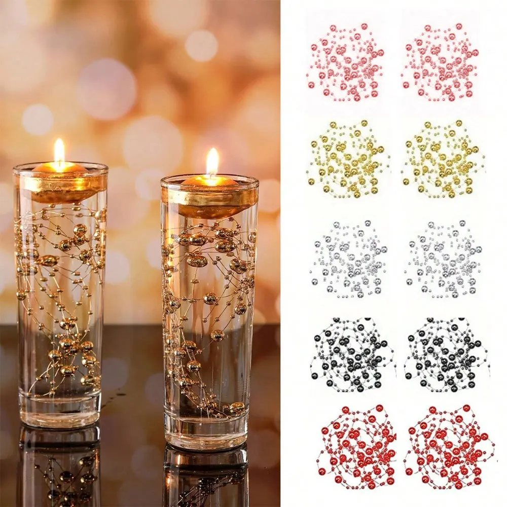 5PCS Floating Candles Vase Filler Pearl String Plastics Sparkle Pearl ...