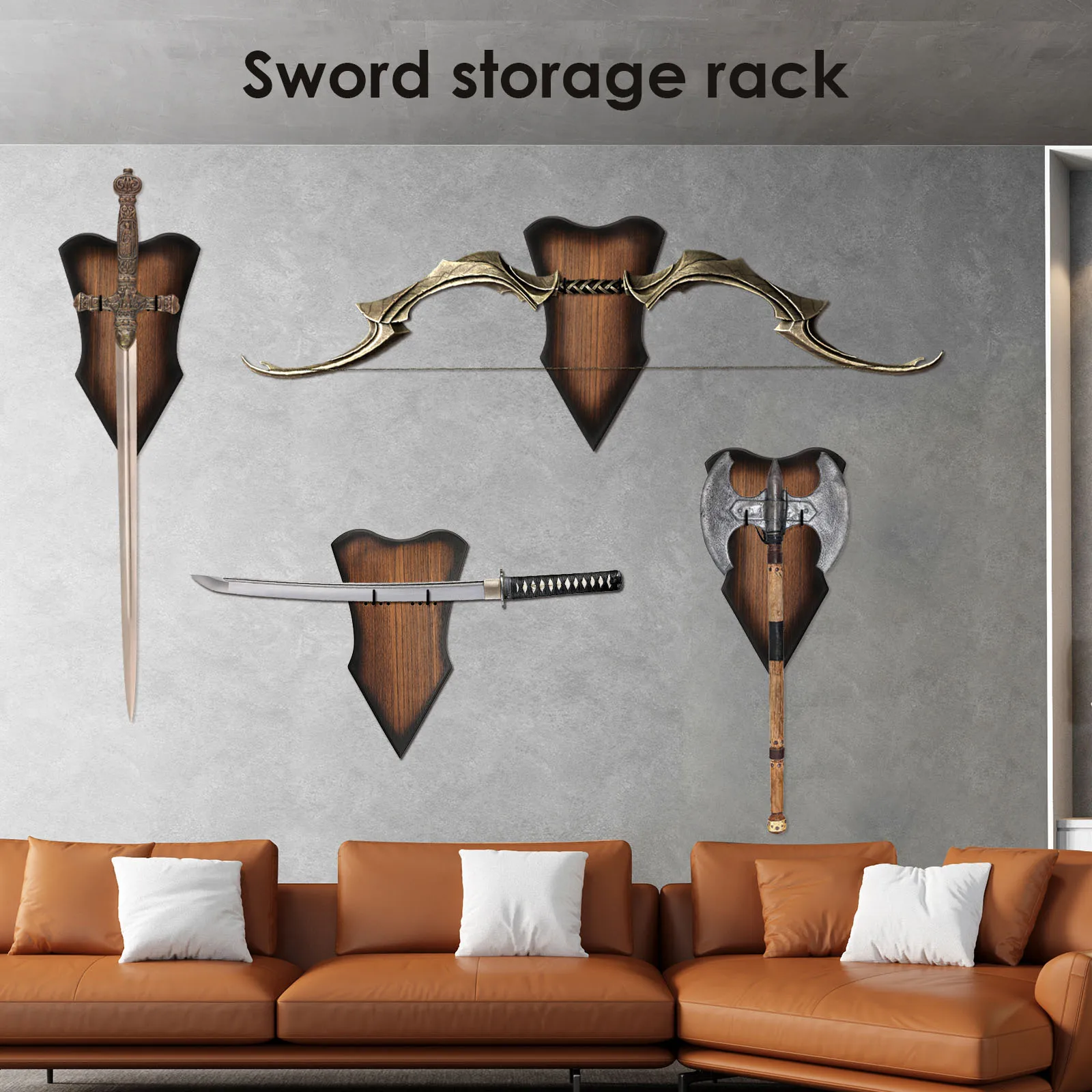 Adjustable Display Rack Wall Mount Sword Stand Multifunctional Wood ...