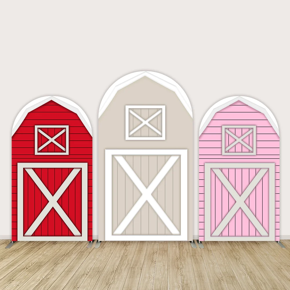 Pink-Red-Barn-Farm-Arch-Backdrop-Cover-Customize-Kids-Birthday-Chiara ...