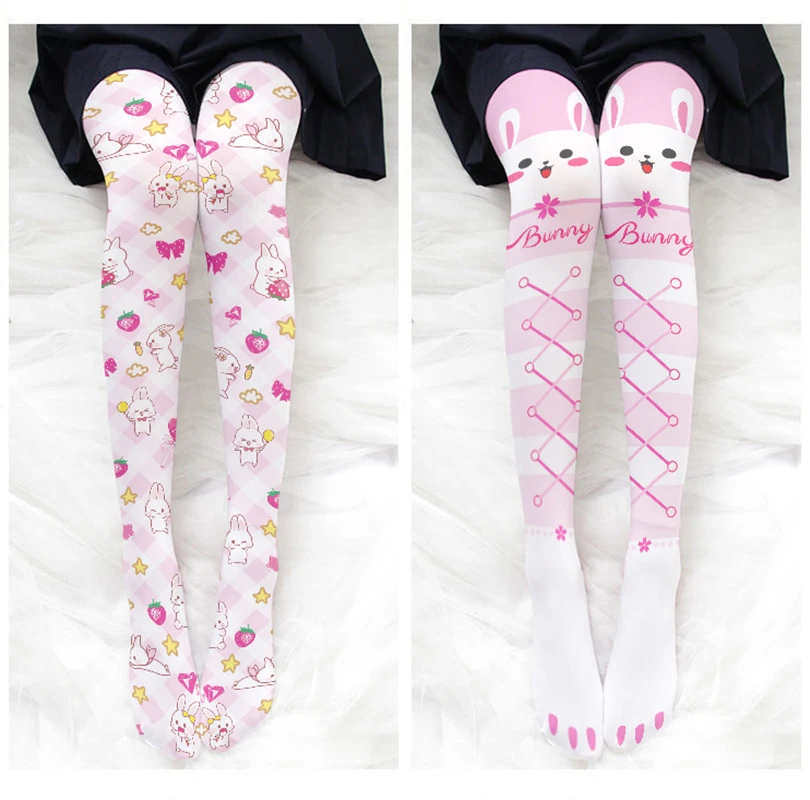 Rabbit Cat Paw Print Stockings For Women Thin Summer Tights Pantyhose ...