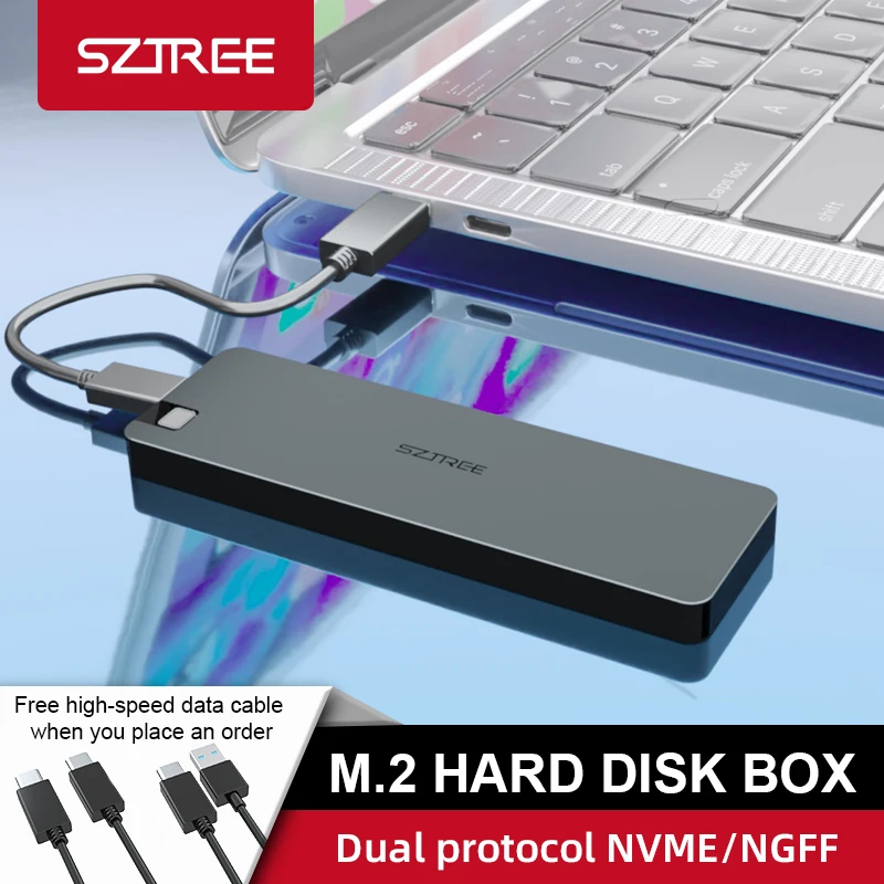 M.2 ssd box m2 sata nvme ssd dual-protocol mobile hard drive Box typec External mobile phone ...