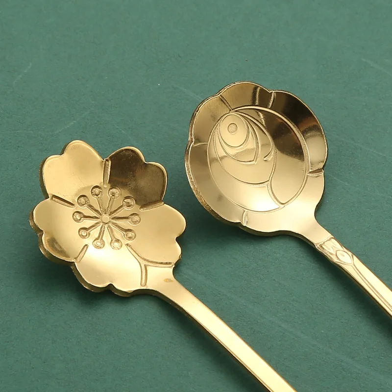 1pc-Flower-Spoon-Small-Teaspoon-Cute-Dessert-Spoon-Silver-Gold ...
