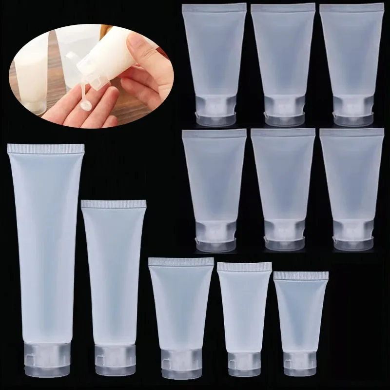 10Pcs 15ml-100ml Frosted Cosmetic Soft Tubes Bottles w/ Flip Lids Matte ...