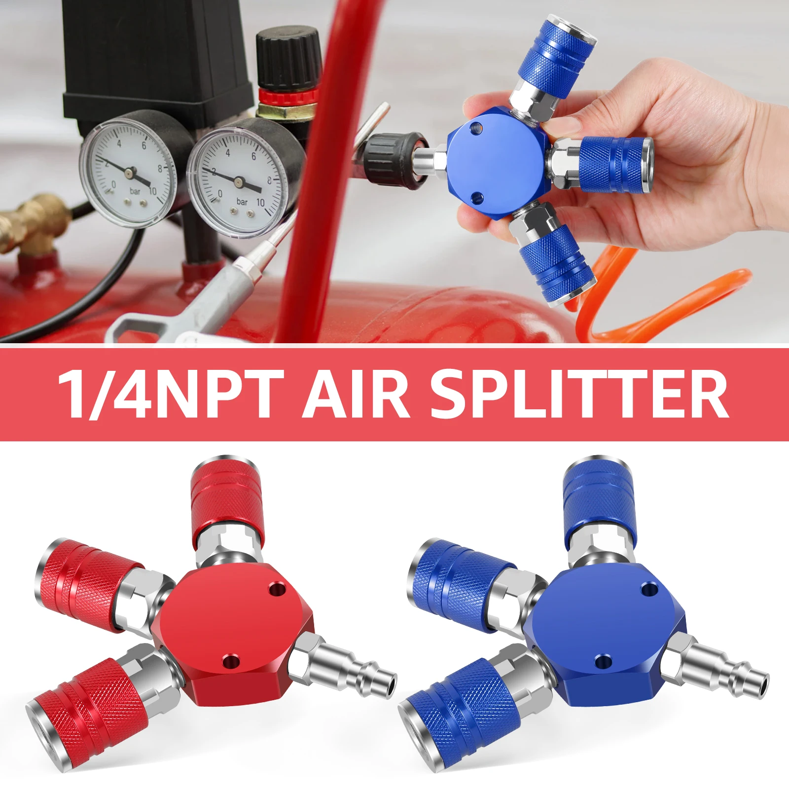 3-Way-Quick-Connector-Air-Compressor-Manifold-1-4inch-Hose-Fitting-Max ...