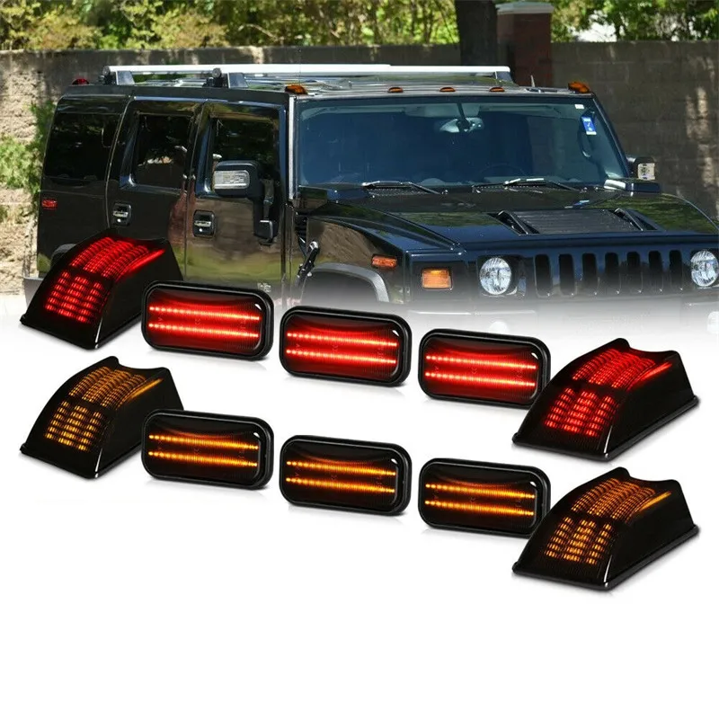 10pcs Yellow/red Led Cab Roof Light And Lenses Kit For Hummer H2 2003 ...