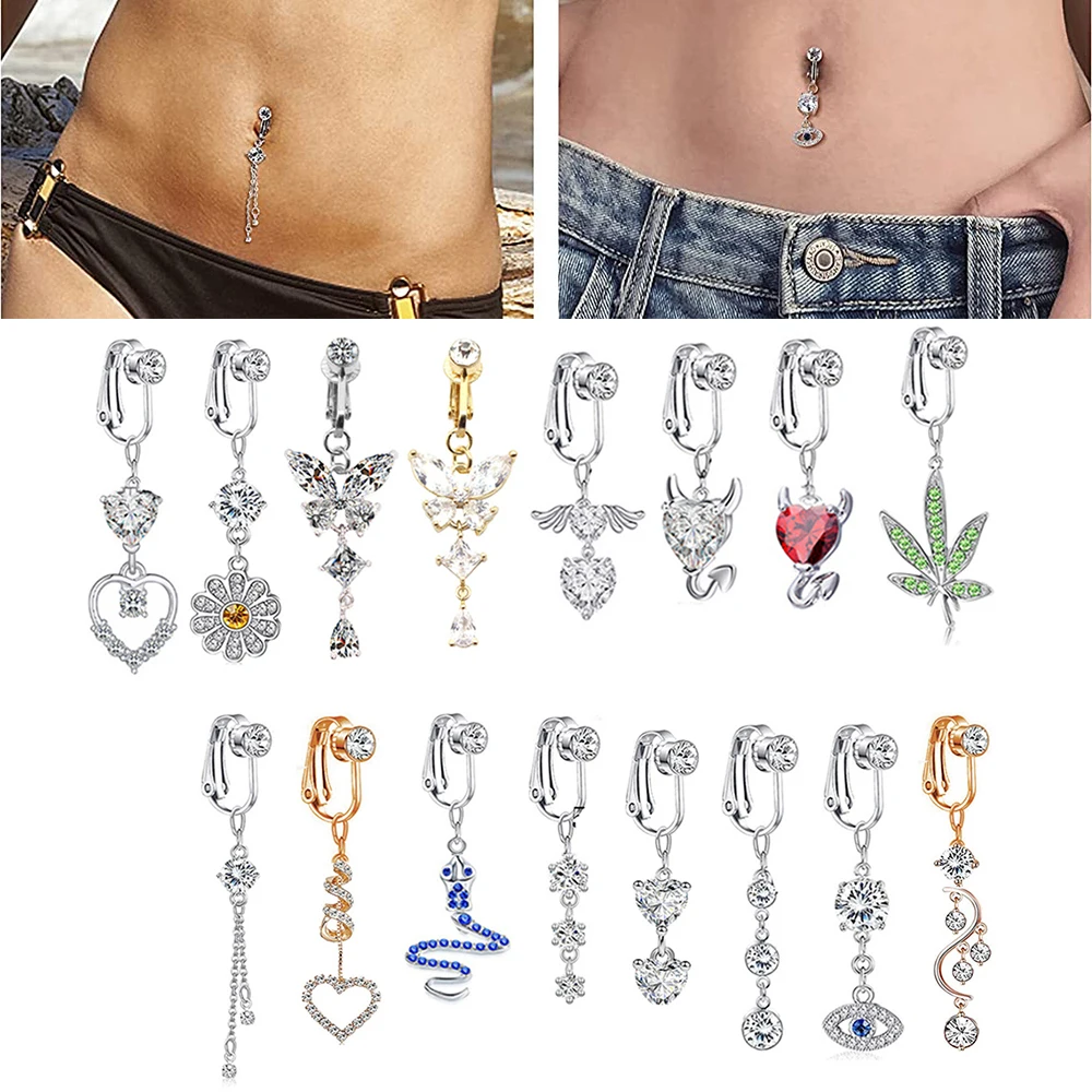 Fake Belly Button Piercing Clip Fake Belly Button Piercing Long Fake Belly Aliexpress