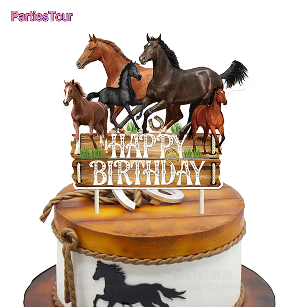 Horse Happy Birthday Cake Toppers Horse Racing Theme Cake Decoartions ...