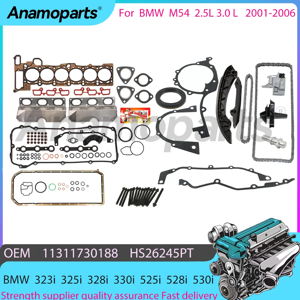 Engine-parts-timing-chain-Full-Gasket-kit-for-2001-2006-BMW-M54-325i ...