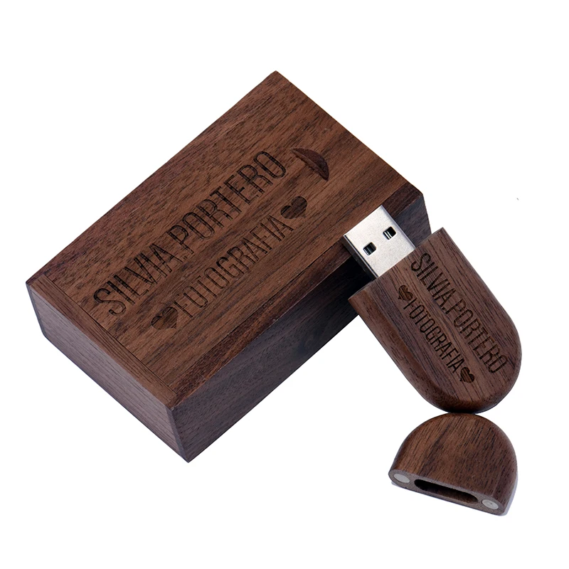 Push-pull Box Wooden Pen Drive Wedding Custom Free Logo Flash Drives ...