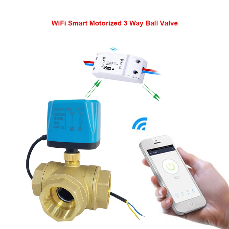 Tuya Wifi Smart Water Valve 3 Way Motorized Electric Ball Valve Smart ...
