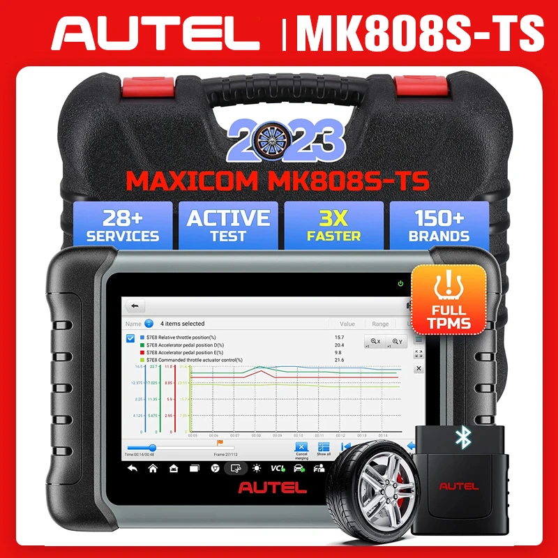 Autel MaxiCOM MK808S-TS OBD2 Scanner Bidirectional OE-Level TPMS ...