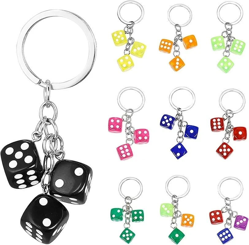 Creative Dice Shaped Keychain Resin Amulet Charms Keyring For Women ...
