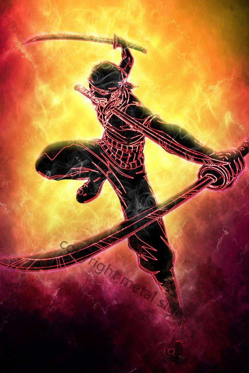 Zoro One Piece Anime Tin Sign Tin Plates Wall Decor Retro Vintage Metal ...