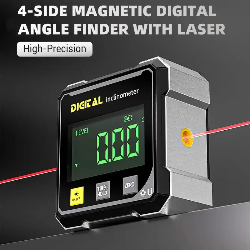 4-seitiger magnetischer digitaler Winkelmesser mit Laser ...