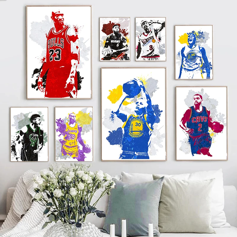 Abstract Basketball Player Posters Basketball Super Star Canvas ...
