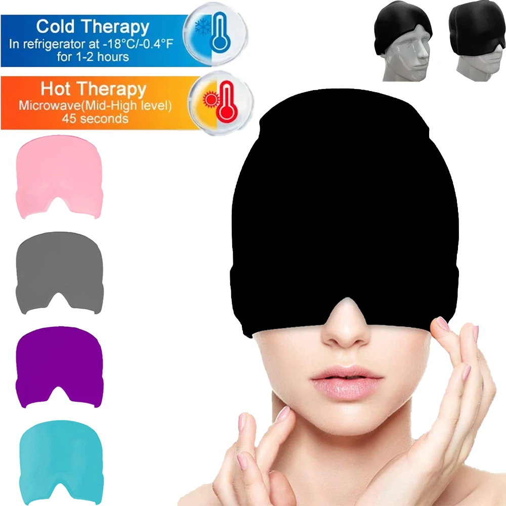 Form-Fitting-Gel-Ice-Headache-Migraine-Relief-Hat-Cold-Compress-Therapy ...