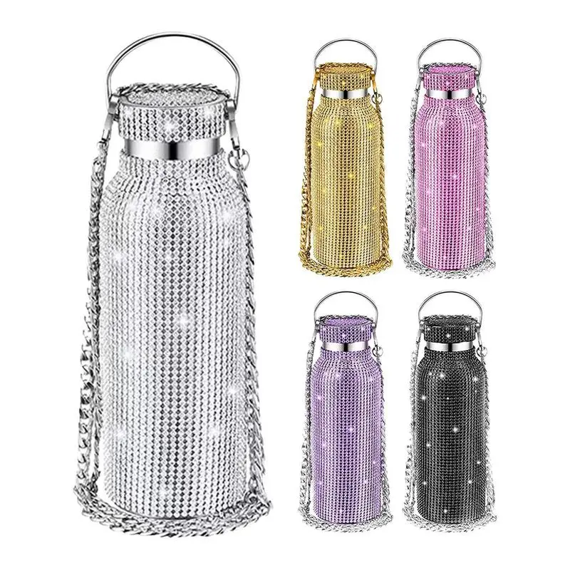 350ml Bling Diamond Thermos Bottles Portable Glitter Rhinestone Water ...