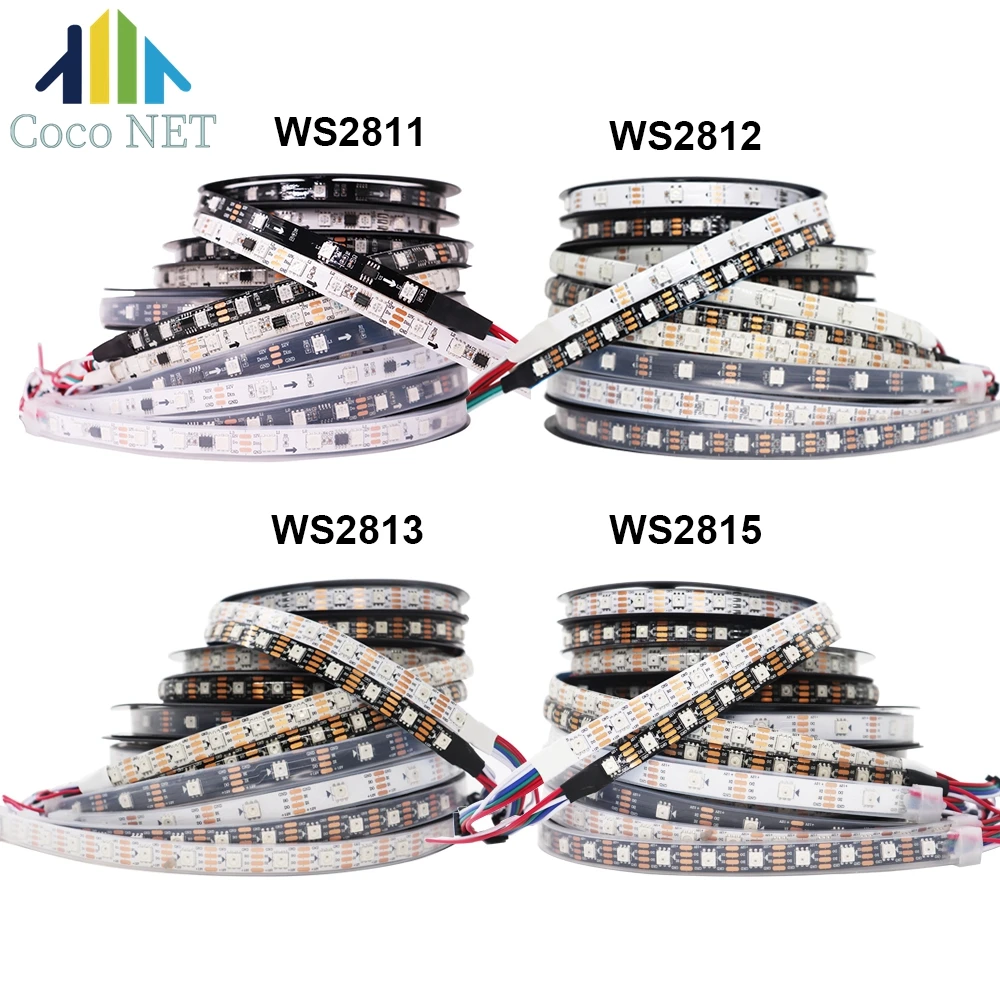 WS2811 WS2812B WS2813 WS2815 RGB LED Strip 5050 Individually Addressable Smart 30/60/144pixels ...