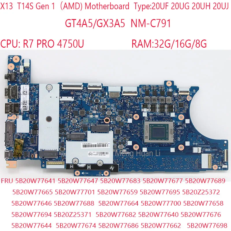 X13-Motherboard-NM-C791-5B20W77641-5B20W77647-5B20W77694-5B20W77644-For ...