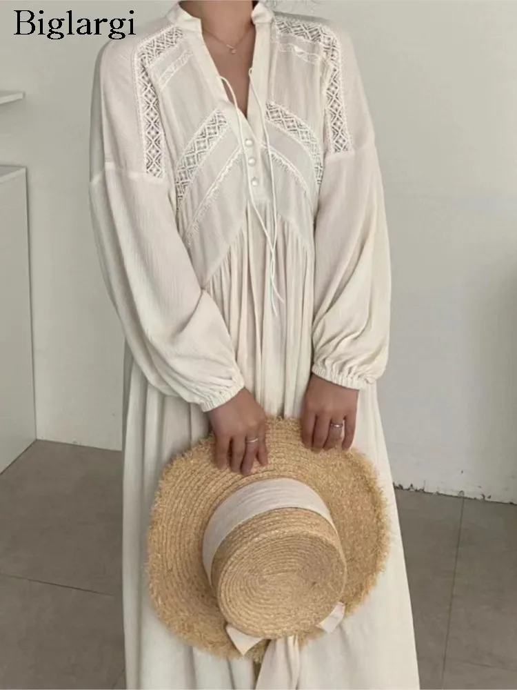 Spring-Long-Dress-Women-Lace-Patchwork-Fashion-Hollow-Out-Ladies ...