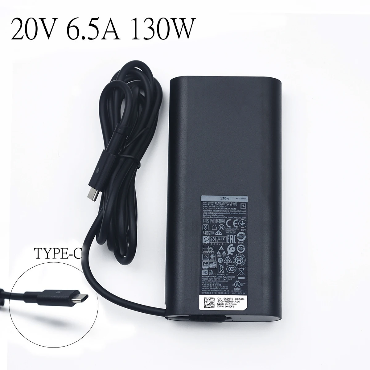 New 130W Usb-c Type C 20V 6.5A Laptop Charger For Dell XPS 15 9570 9575 ...